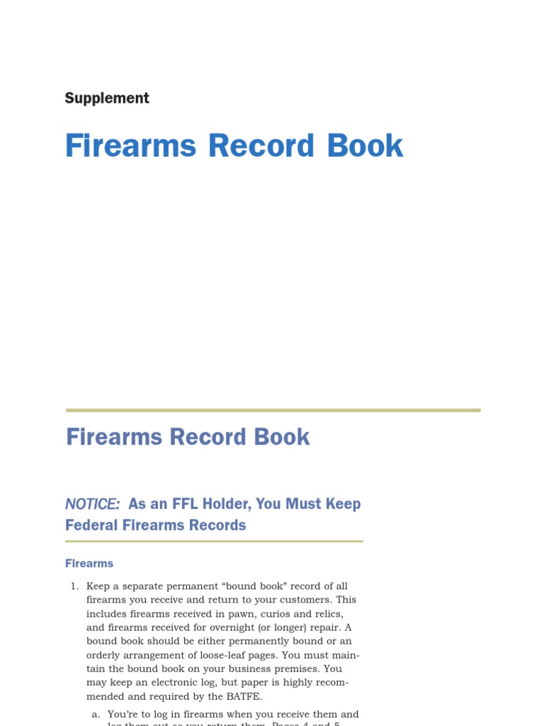 Firearms Record Book PDF | PDF | Firearm Laws | Law