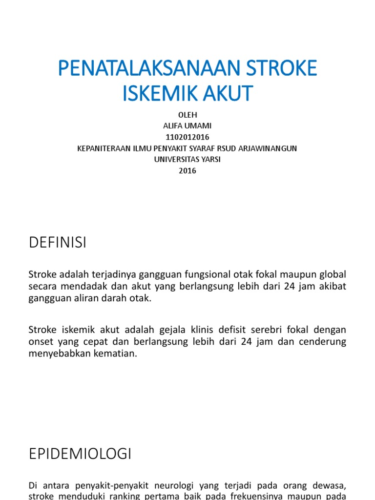 Penatalaksanaan Stroke Iskemik Akut | PDF