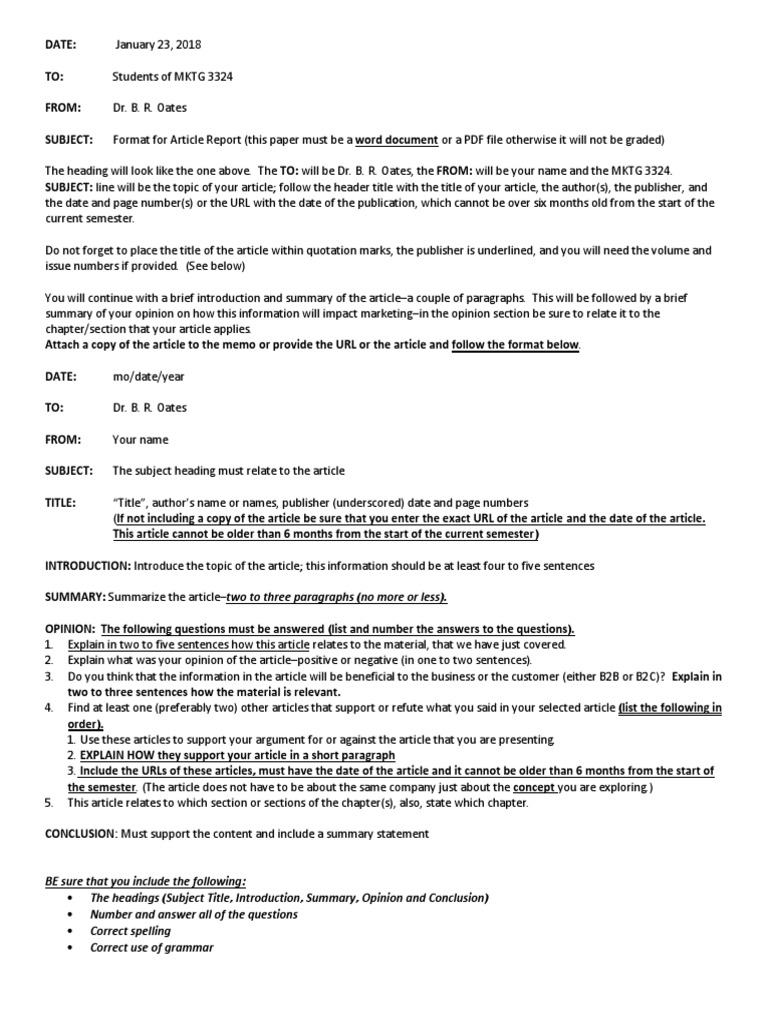 Instructions For Article Review | PDF | Question | Communication