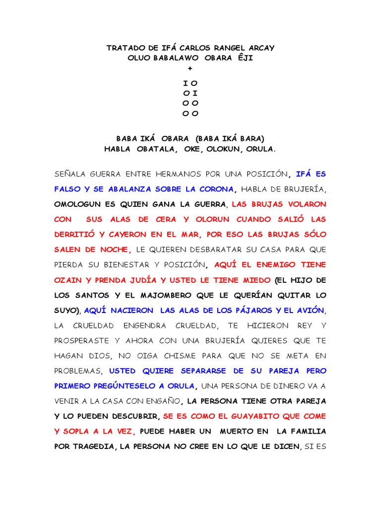 Tratado de Ifá Ika Obara | Descargar gratis PDF | Religión y creencia Tratado de Ifá Ika Obara | Descargar gratis PDF | Religión y creencia