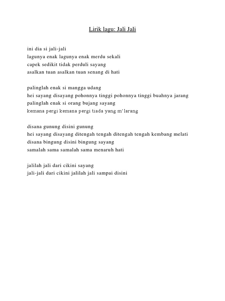 Lirik Lagu Jali-Jali | PDF
