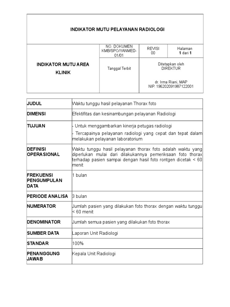 Indikator Mutu Pelayanan Radiologi | PDF