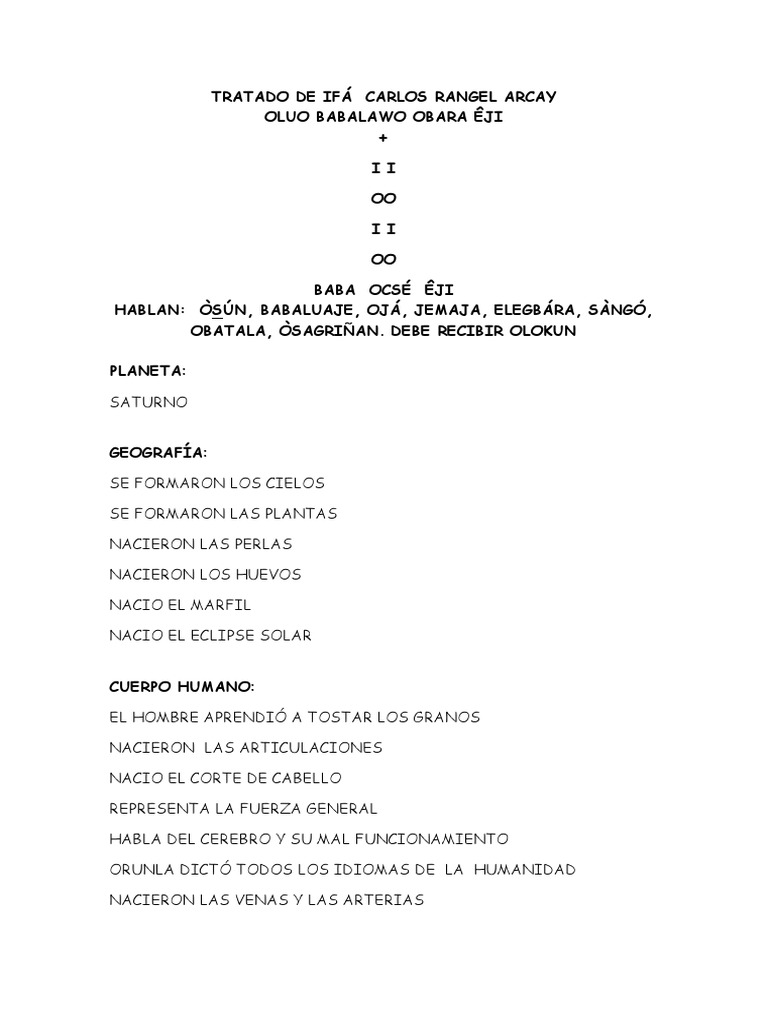 Tratado de Ifá Ose Meji | PDF