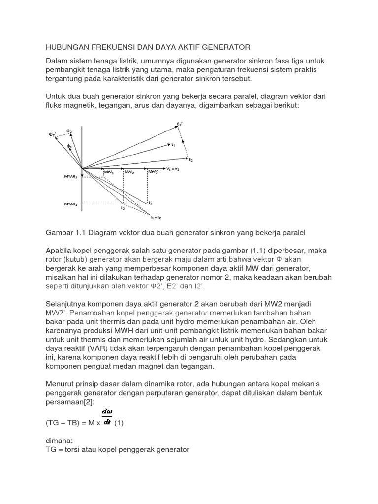 Hubungan Frekuensi Dan Daya Aktif Generator | PDF