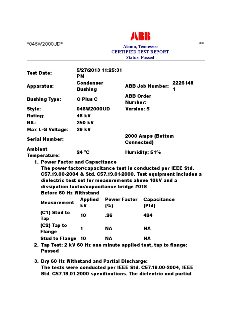 Bushing ABB | Download Free PDF | Capacitor | Electrical Components