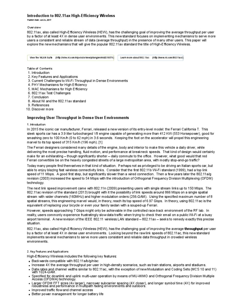 Introduction To 802.11ax | PDF | Ieee 802.11 | Mimo