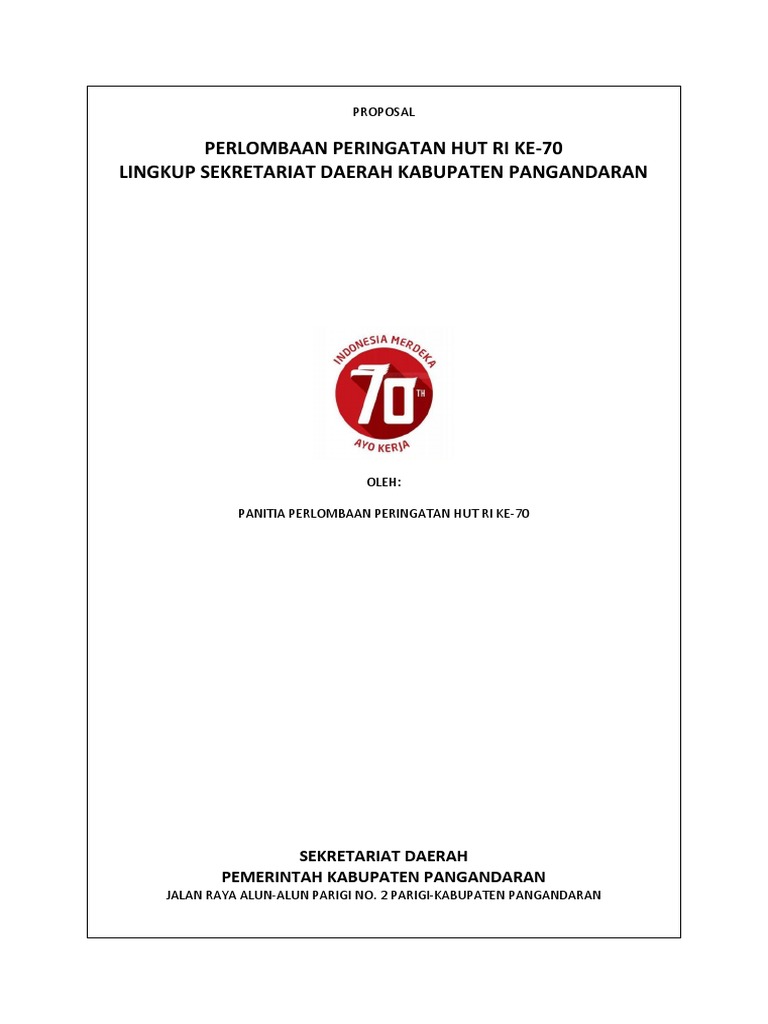 Cover Proposal Hut Ri 70 | PDF