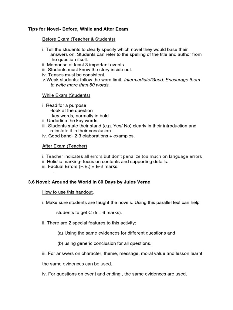 Tips For Novel-Before, While and After Exam: v. To Write More Than 50 ...