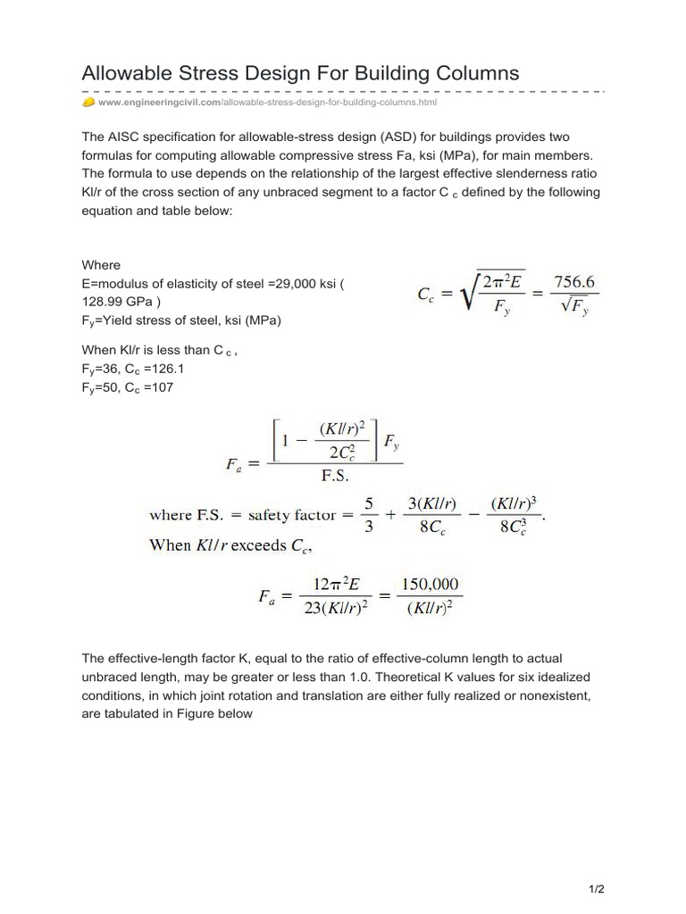 Allowable Stress Design For Building Columns | PDF