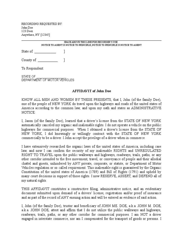 Affidavit Drivers License | United States Constitution | Search And Seizure
