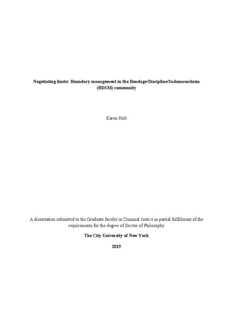 Negotiating Limits Boundary Management in The Bondage Discipline ...