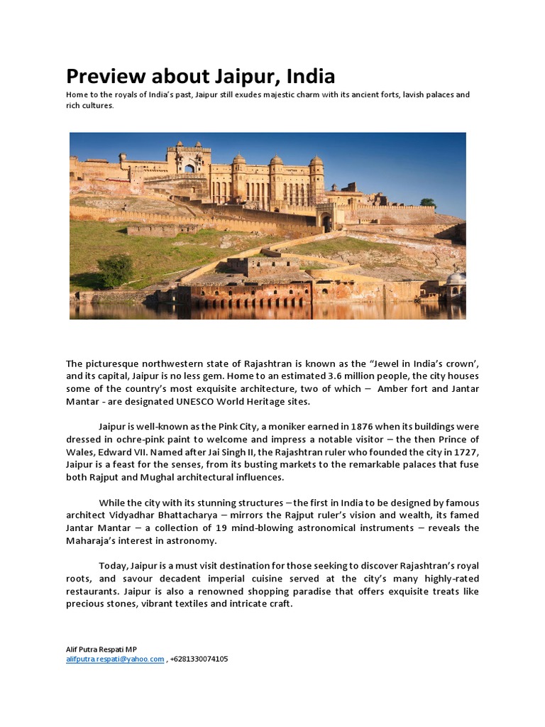 Explore Jaipur: The Pink City of India | PDF