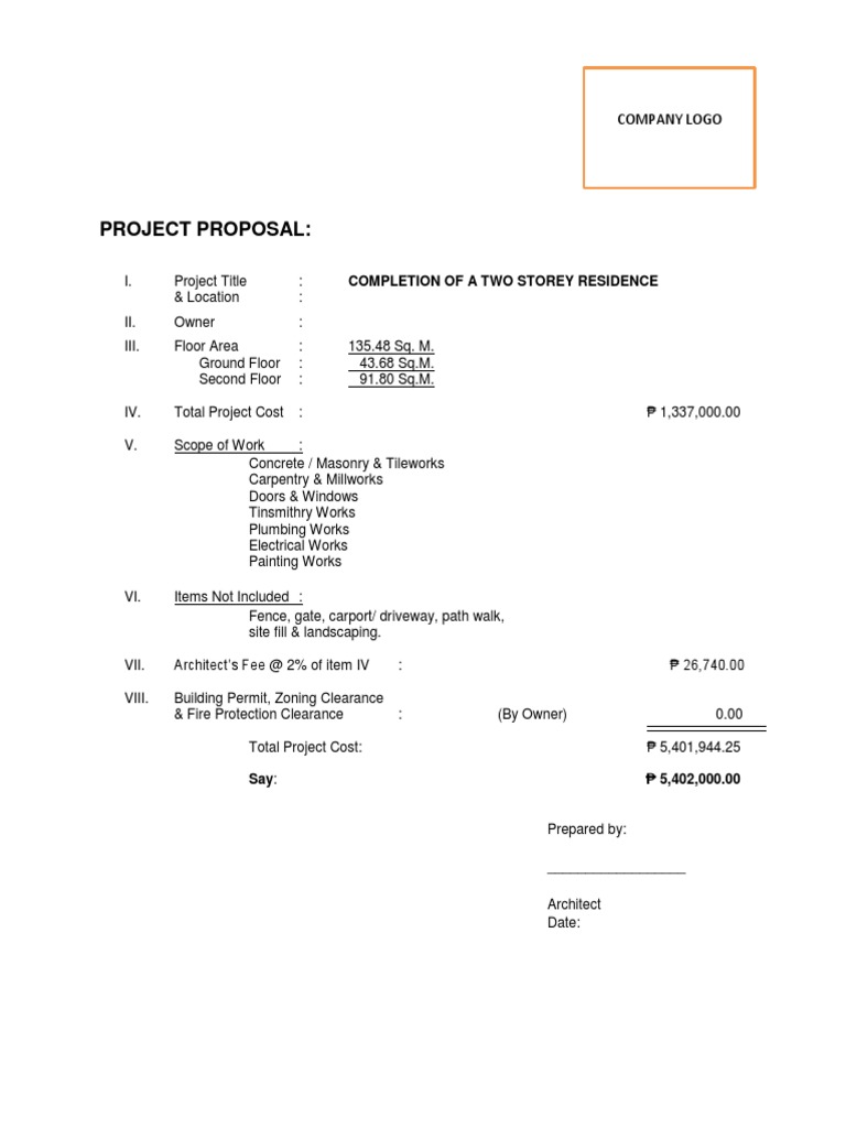 Two Storey Residence Project Proposal | PDF | Technology & Engineering