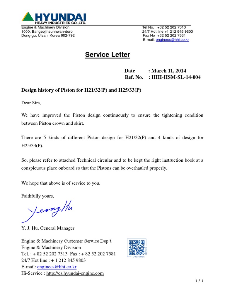 Piston Service Letter PDF | PDF | Piston | Nut (Hardware)