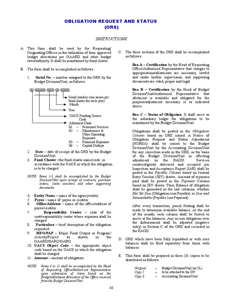 Appendix 11 - Instructions - ORS | PDF | Voucher | Payments