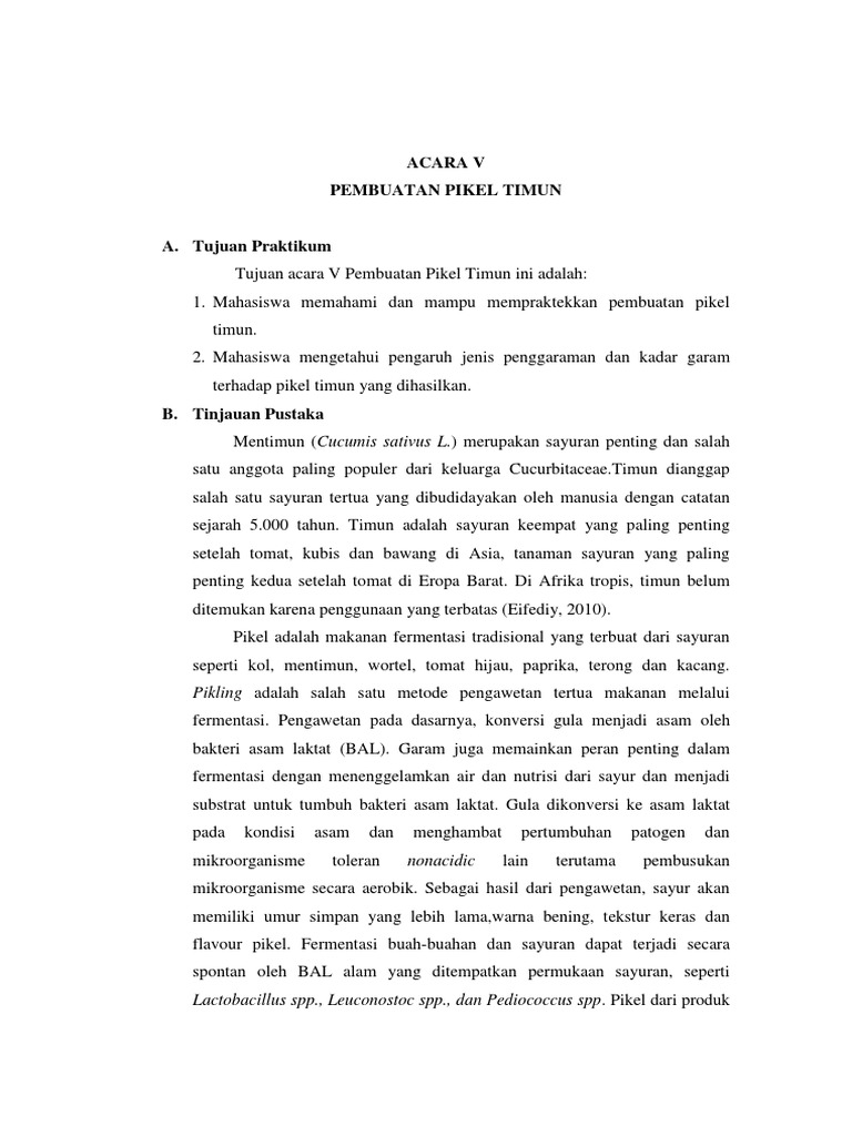 Proses Fermentasi Pikel Timun | PDF | Kesehatan Holistik | Sains ...