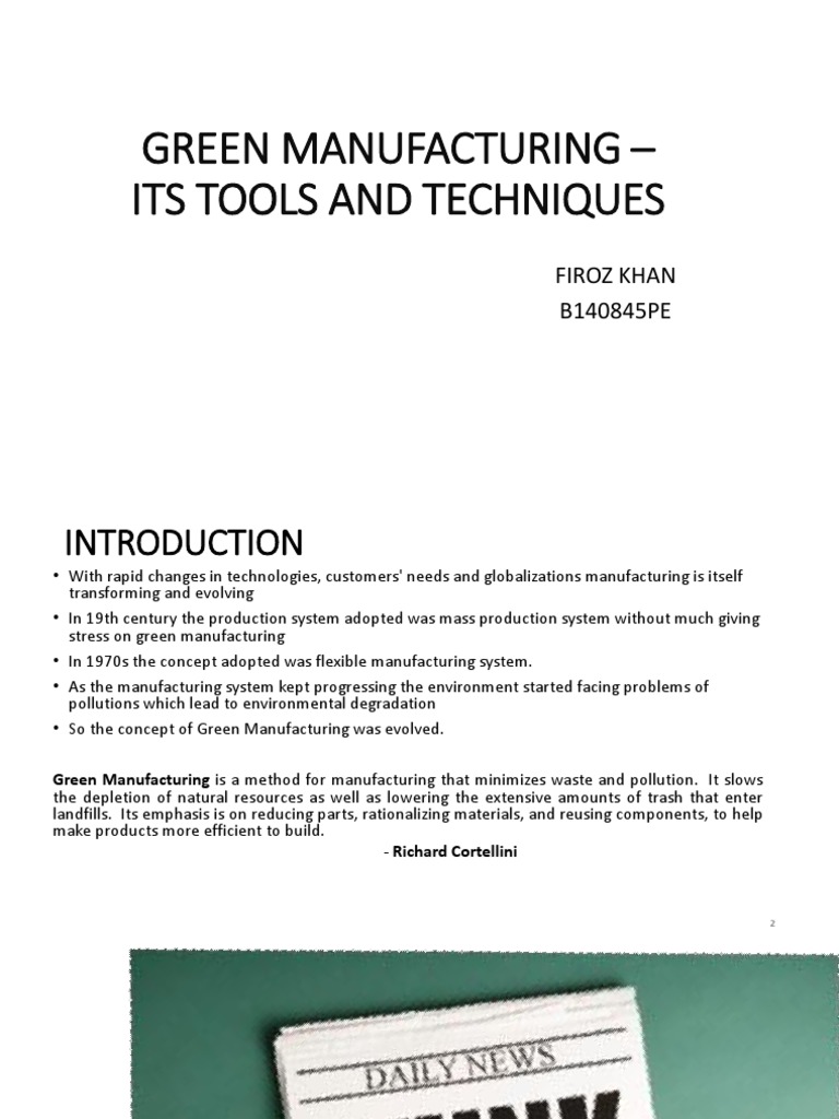 Tools for Green Manufacturing | PDF | Recycling | Waste