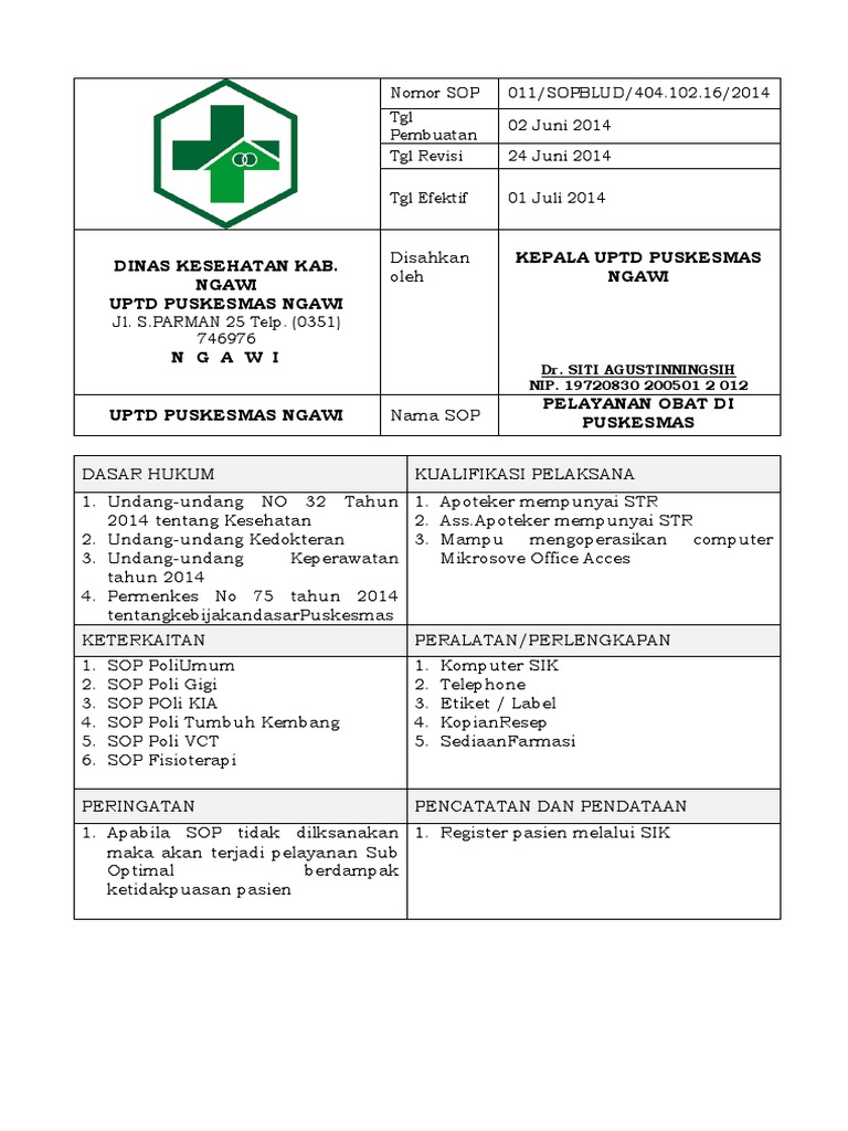 Sop Farmasi Puskesmas Akreditasi Pdf - Homecare24
