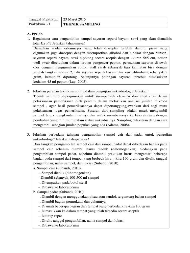 Teknik Sampling untuk Uji Mikrobiologi | PDF | Sains & Matematika