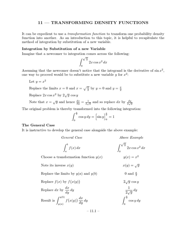 11 - Transforming Density Functions | PDF | Probability Density Function | Random Variable