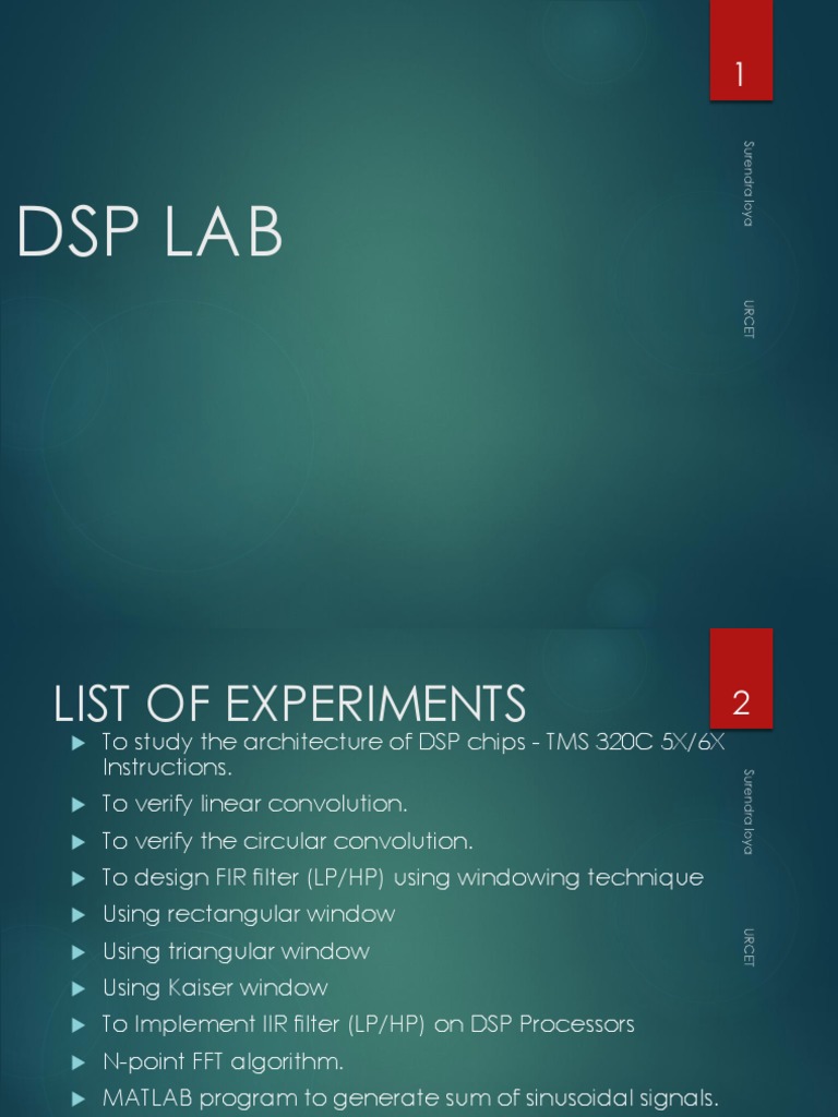 236569563-Dsp-Lab-Demo-Ppt | Digital Signal Processing | Digital Signal Processor