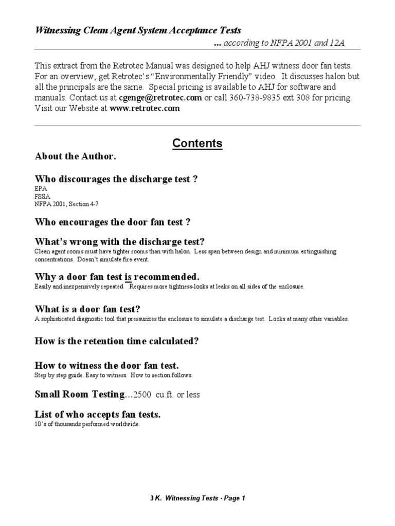 Fire Witness Clean Agent System Acceptance Test | PDF | Pressure | Leak