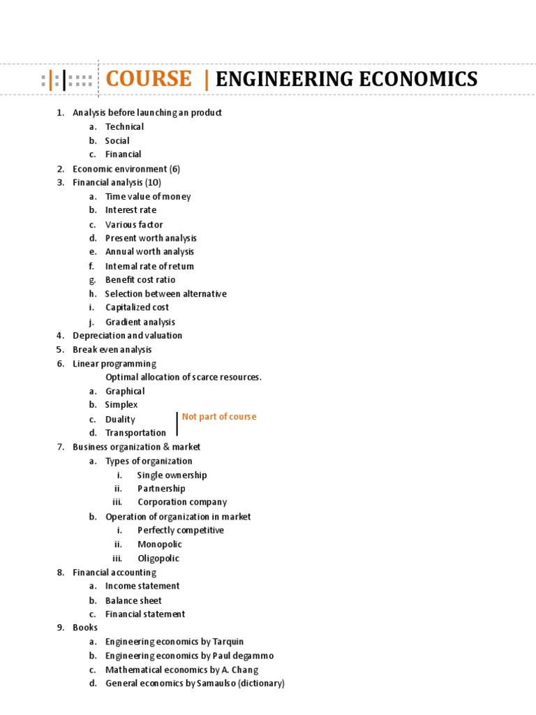 Engineering Economics Course Outline Pdf Mathematical Optimization Linear Programming