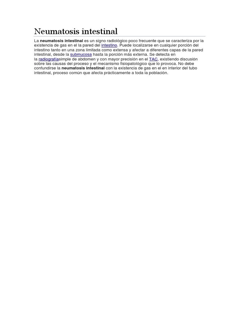 Neumatosis Intestinal: Causas y Diagnóstico | PDF