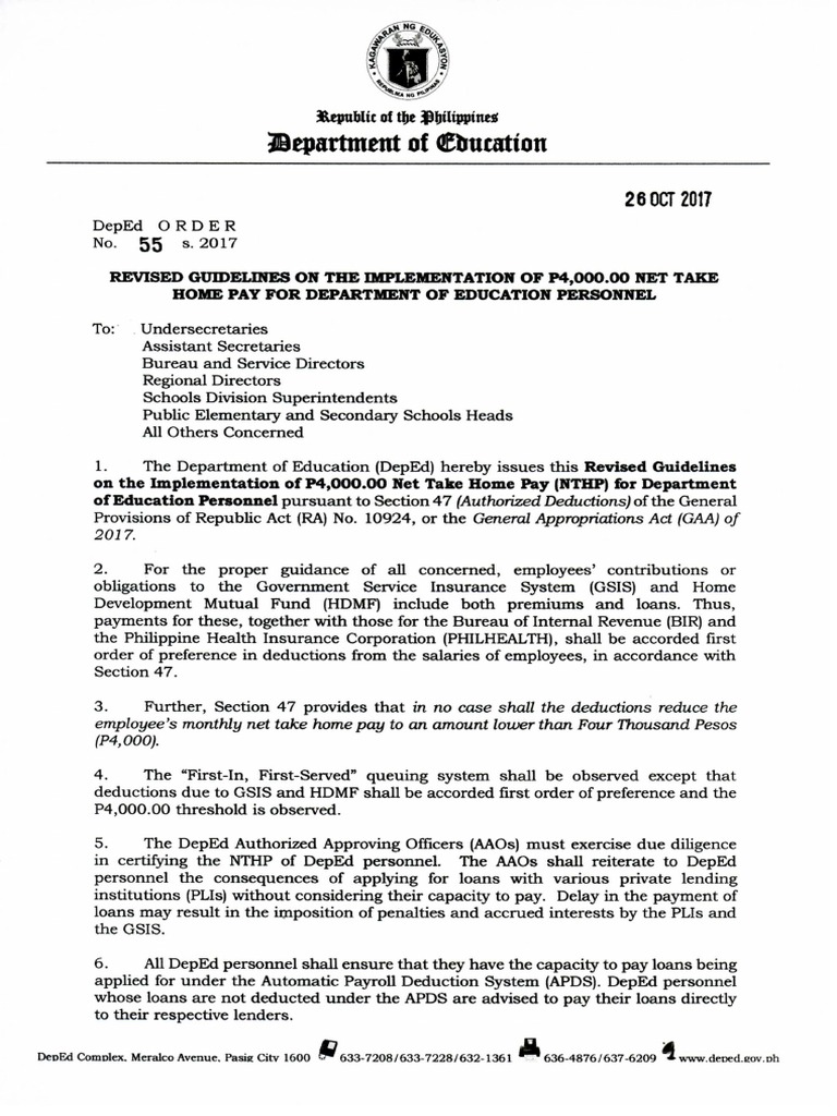 DepEd Order No. 55, Series of 2017 | PDF