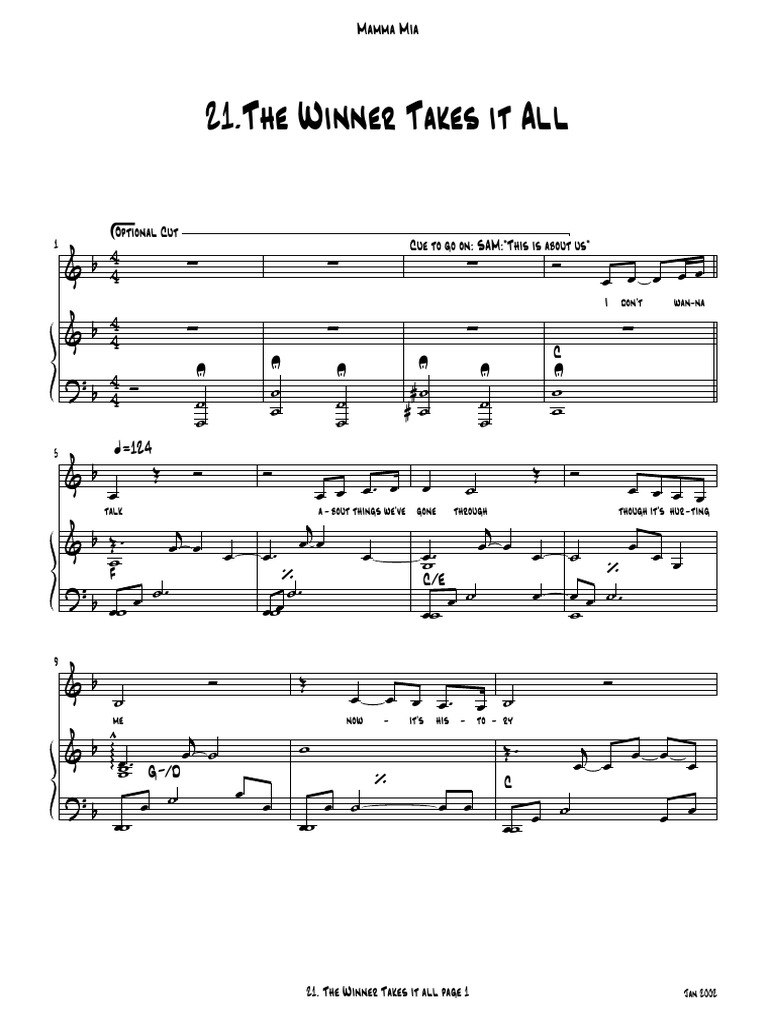 Mamma Mia!-The Winner Takes It All-SheetMusicDownload PDF | PDF