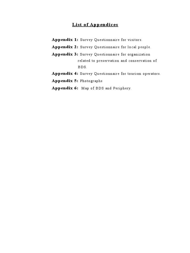 List of Appendices | PDF