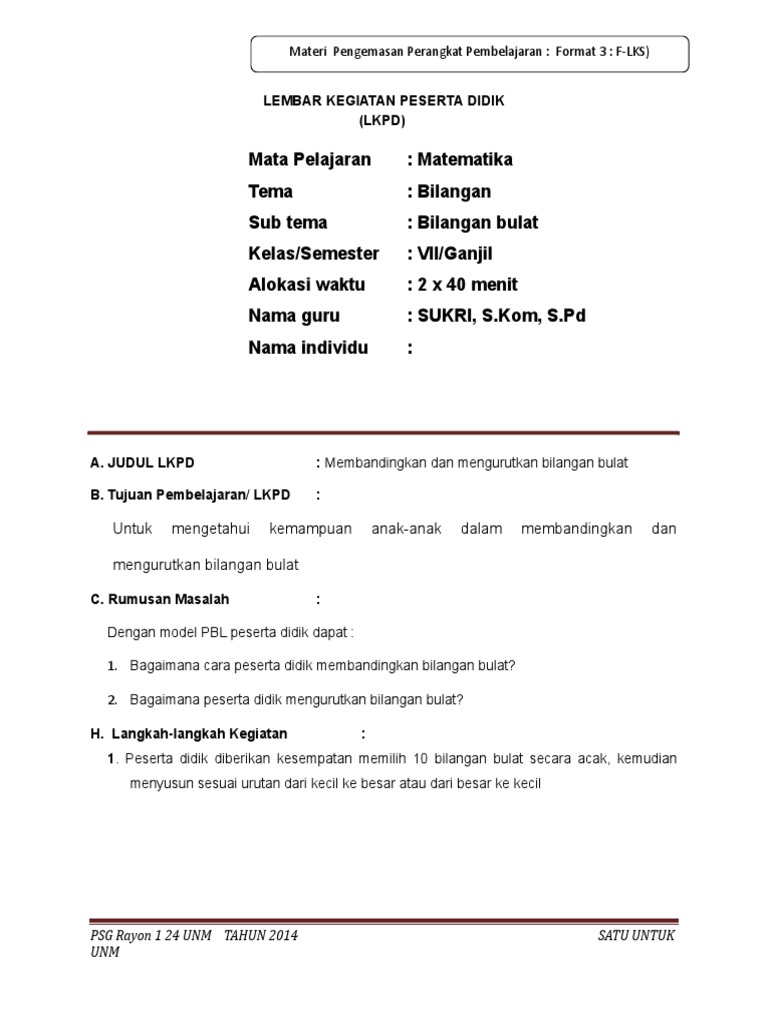 Format LKPD Sukri | PDF