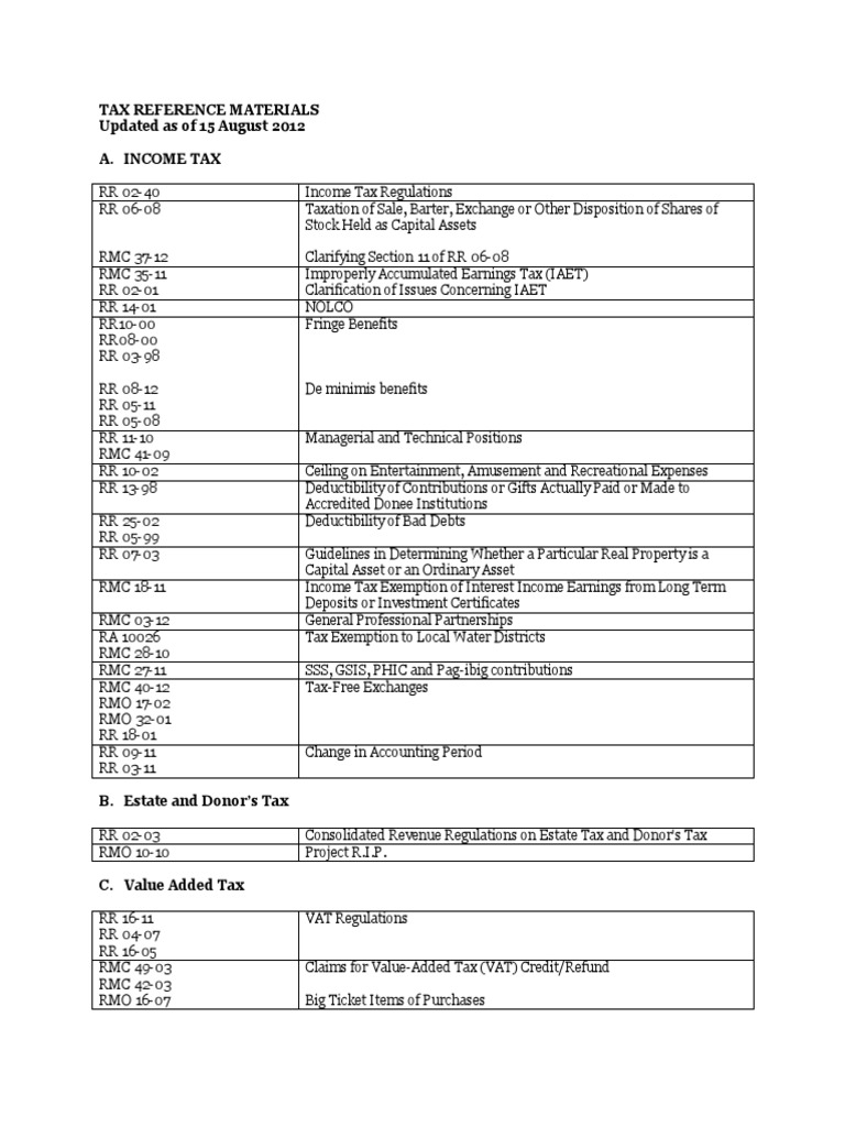 A Comprehensive Guide to Philippine Tax Laws, Regulations, Rulings and ...