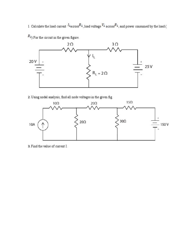Calculate load current, voltage, power using nodal analysis | PDF