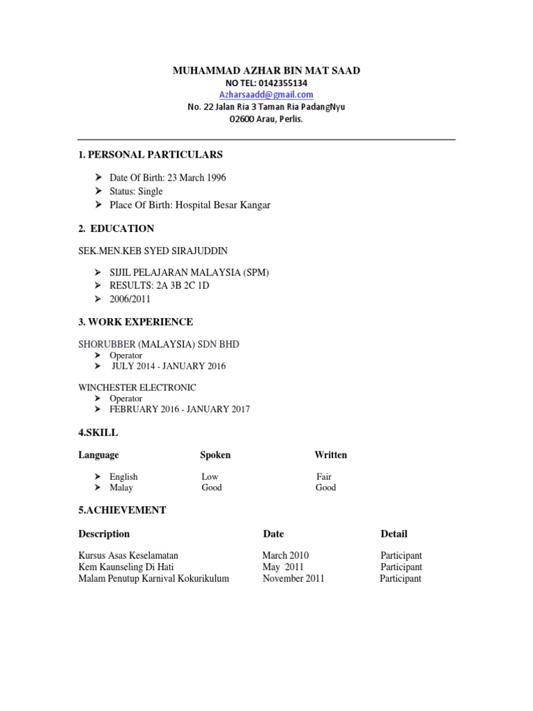 Muhammad Azhar Bin Mat Saad | PDF | Malaysia | Student Assessment And ...