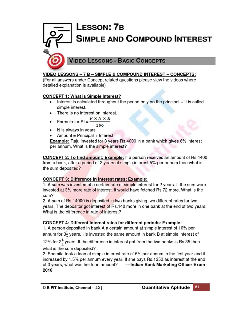 7B - Simple and Compound Interest | PDF | Compound Interest | Interest