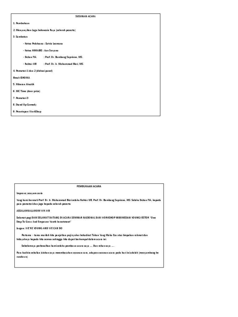 Contoh Cue Card untuk MC Seminar | PDF | Karier & Perkembangan