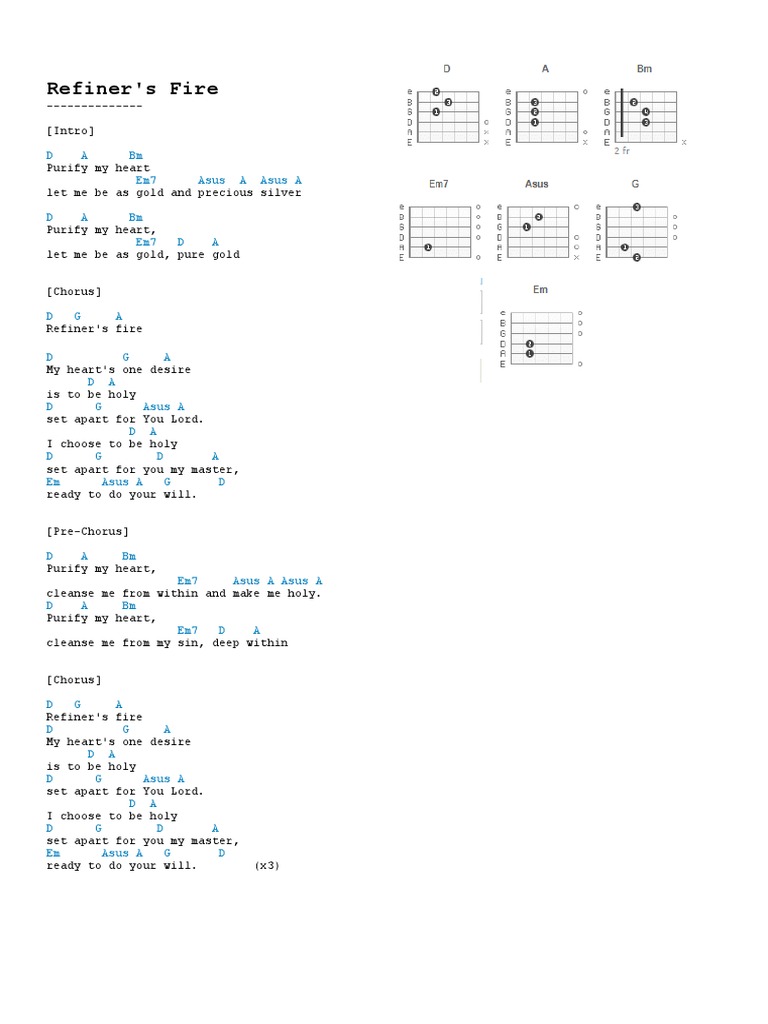 Refiner's Fire: D A BM Em7 Asus A Asus A | PDF | Song Structure ...