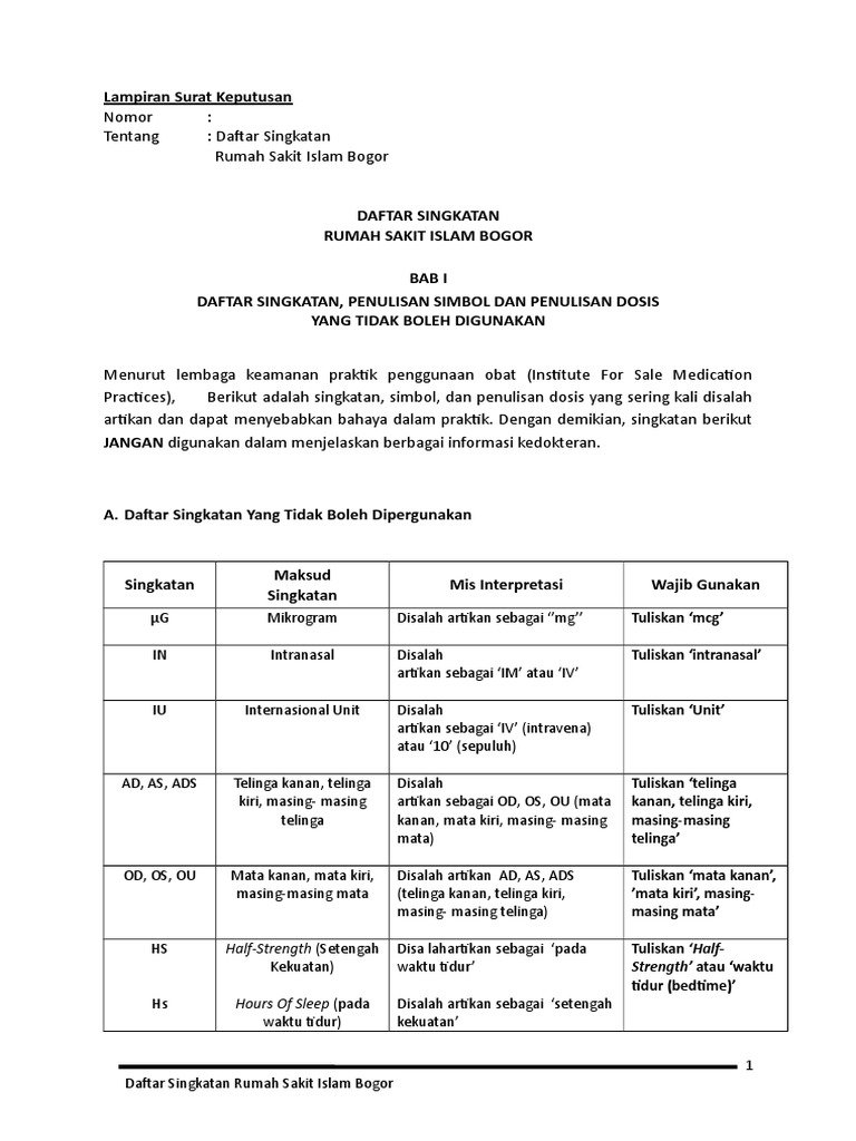 Daftar Singkatan Simbol | PDF