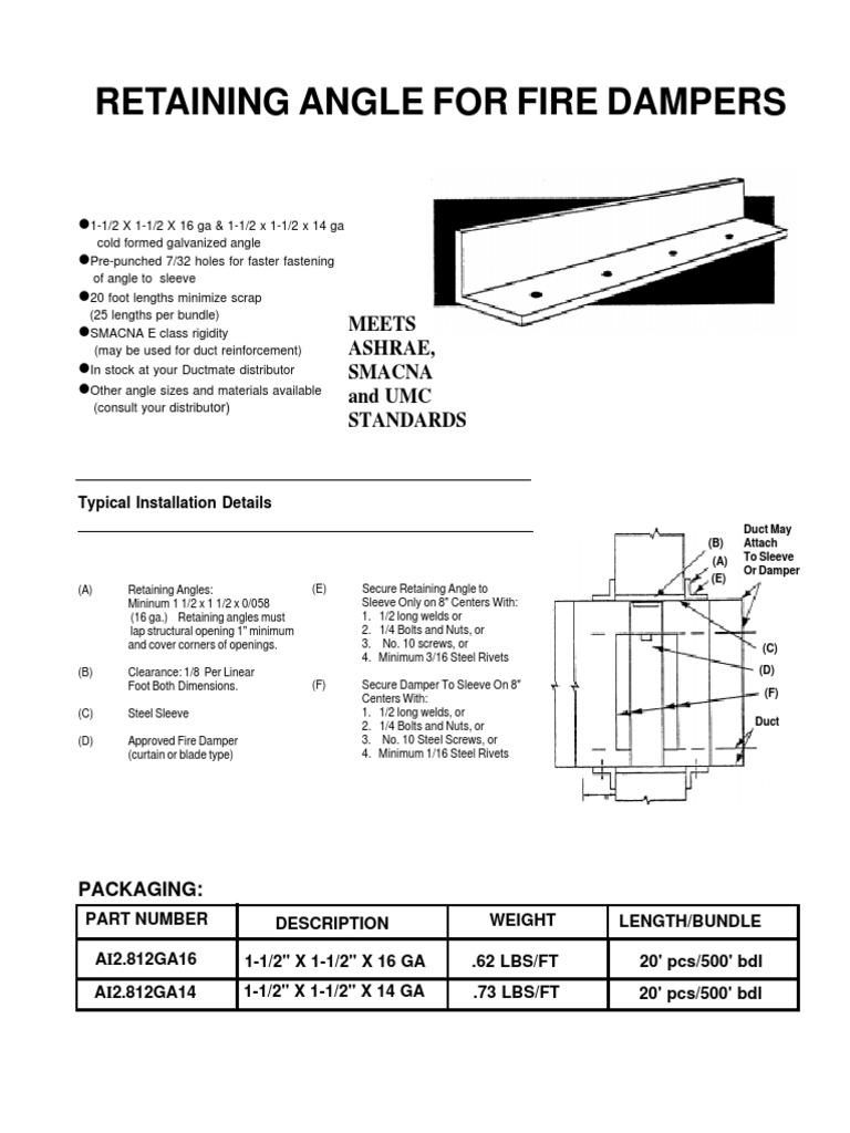 Fire Damper Installations-1 | PDF | Duct (Flow) | Rivet