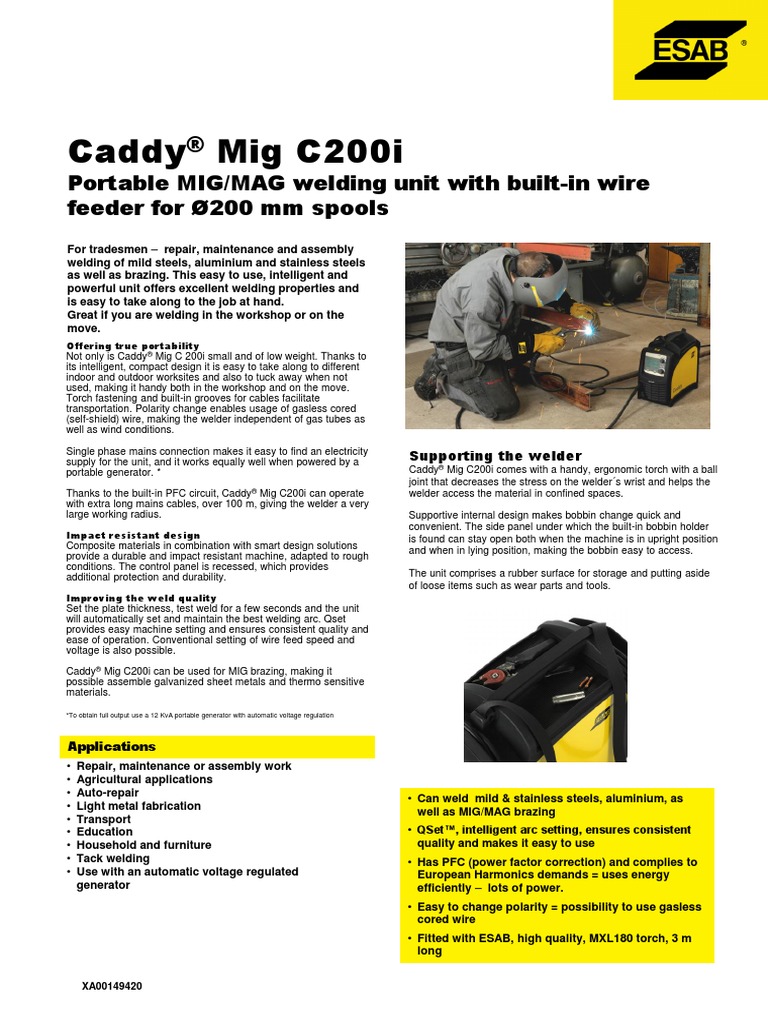 Caddy Mig C200i: Portable MIG/MAG Welding Unit With Built-In Wire ...