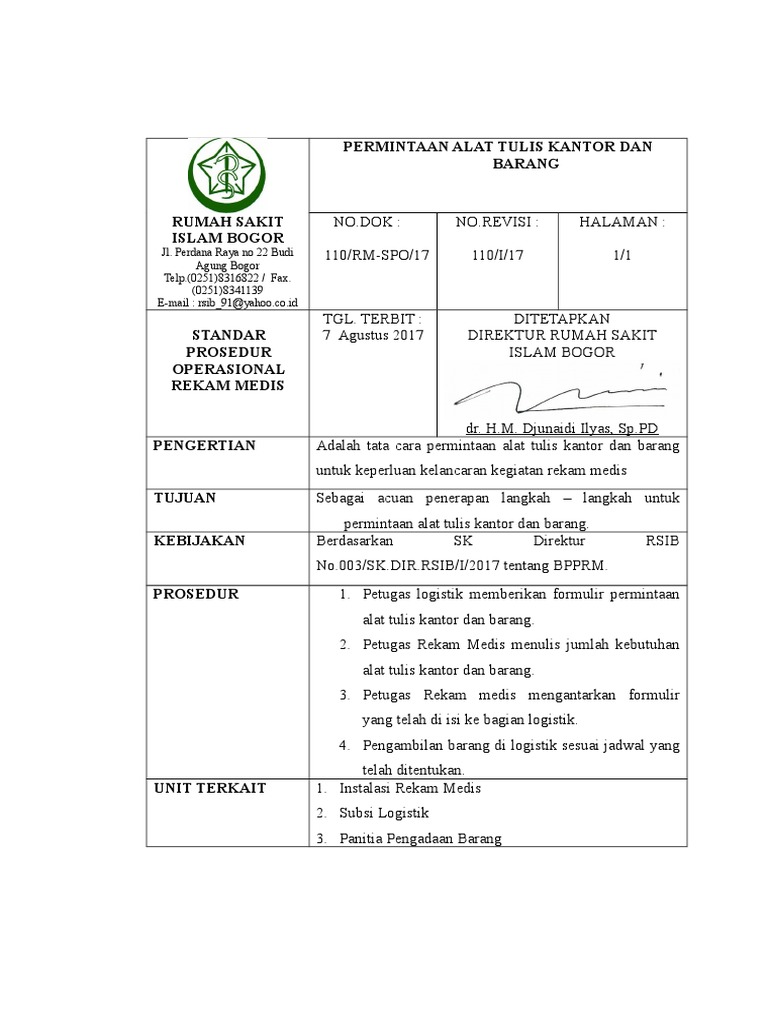 Spo Permintaan Alat Tulis Kantor Dan Barang | PDF Spo Permintaan Alat Tulis Kantor Dan Barang | PDF
