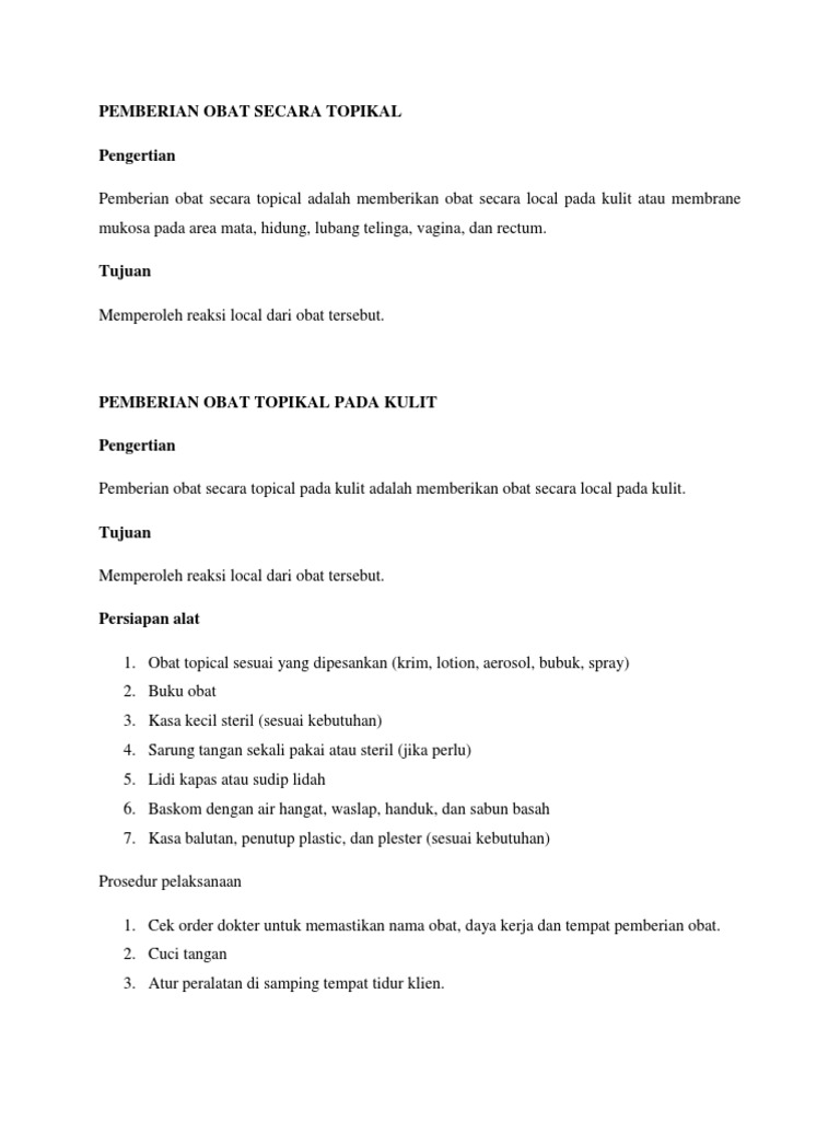 Pemberian Obat Topikal Secara Efektif | PDF
