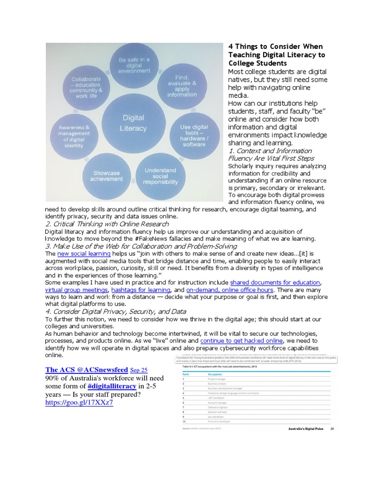 Teaching Digital Literacy in Colleges | PDF | Information Literacy ...