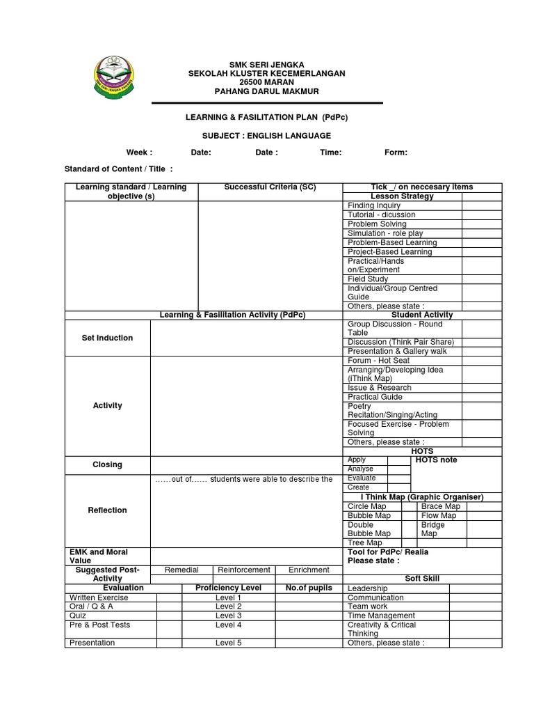 Template RPH 2018 English | PDF | Project Based Learning | Applied ...