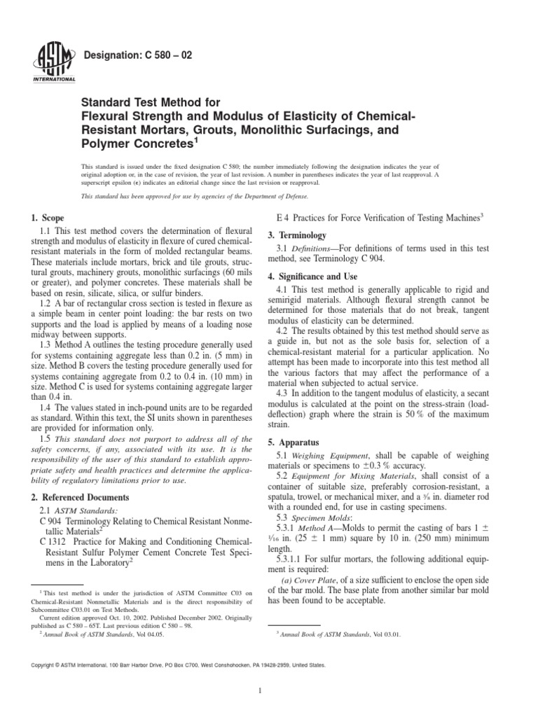 ASTM C580 Mortar Flexural | PDF | Elasticity (Physics) | Strength Of ...