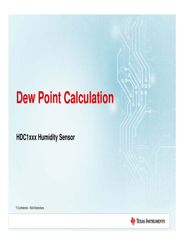 Dew Point Calculation: HDC1xxx Humidity Sensor | PDF