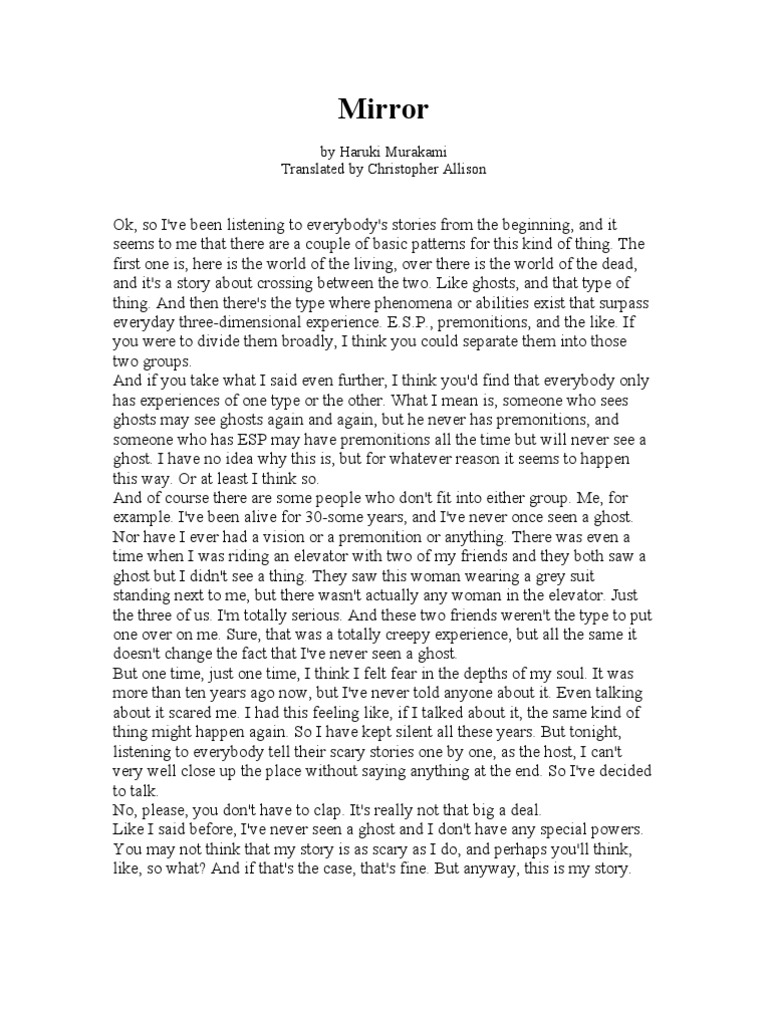 Haruki Murakami - Mirror | PDF | Ghosts