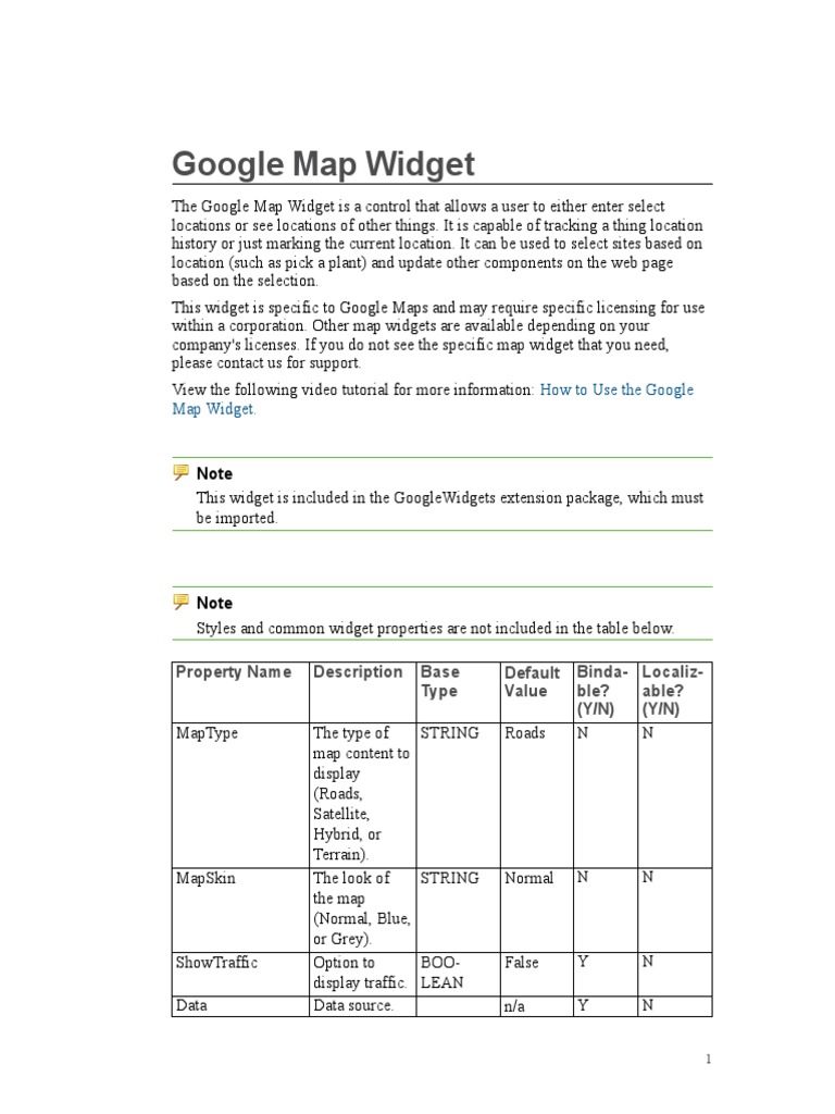 GoogleMapWidget Guide | PDF | Widget (Gui) | System Software