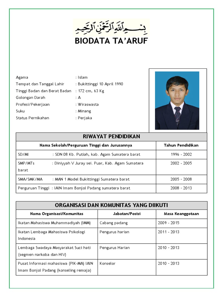 CV Taaruf II | PDF | Pengembangan Diri